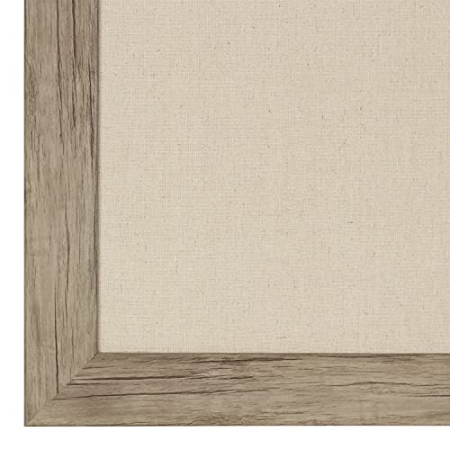 DesignOvation Beatrice Framed Linen Fabric Pinboard, 18x27, Rustic Brown