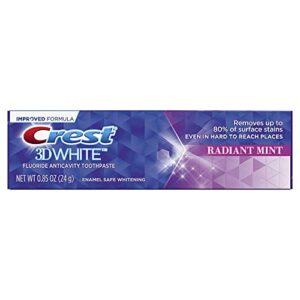 Crest 3D White Vivid Fluoride Anticavity Toothpaste, Radiant Mint 0.85 oz (Pack of 4)