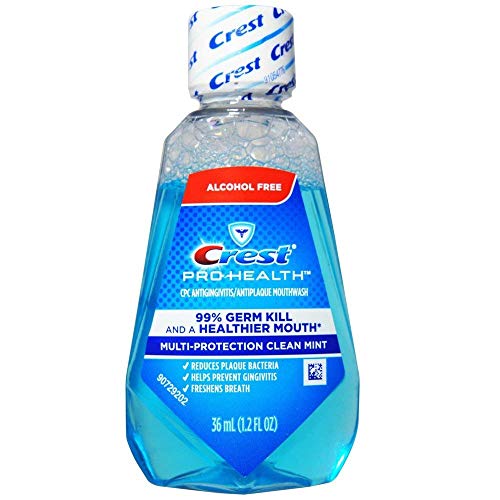 Crest Pro-Health Mouthwash, Alcohol Free, Multi-Protection Clean Mint 1.22 oz (Pack of 4)