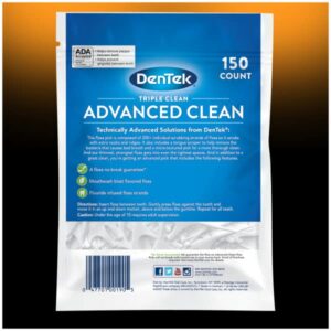 DenTek Triple Clean Advanced Clean Floss Picks, No Break & No Shred Floss, 150 Count (Pack of 2)