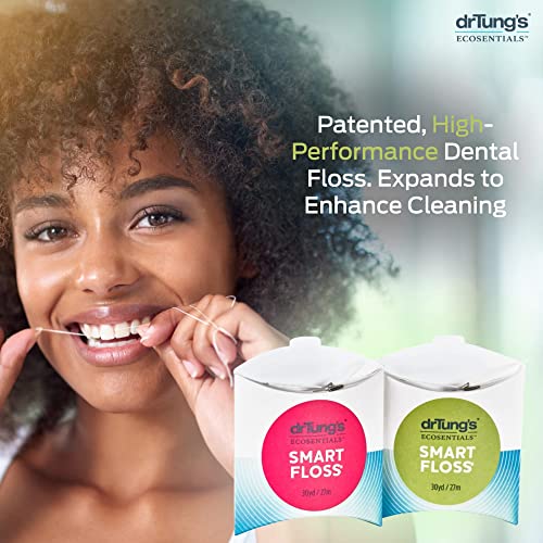 DrTung's Smart Floss - Natural Floss, PTFE & PFAS Free Floss, Gentle on Gums, Expands & Stretches, BPA Free Floss - Natural Dental Floss Cardamom Flavor (Pack of 7)