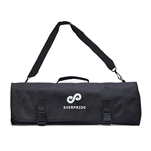 EVERPRIDE Chef Knife Roll Bag Holds 10 Knives – Contains 2 Large Zippered Pockets for Meat Cleavers and Cooking Tools – Durable Knife Case for Chefs and Culinary Students – Knives Not Included