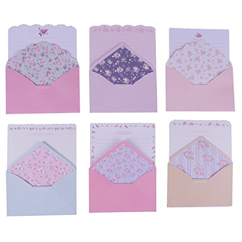 SCStyle 32 Cute Lovely Kawaii Special Design Writing Stationery Paper+16 Envelope 3.45 x5.4 Inch -(Flower)