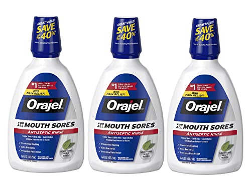 Orajel Antiseptic Mouth Sore Rinse, 16 Ounce (Pack of 3)