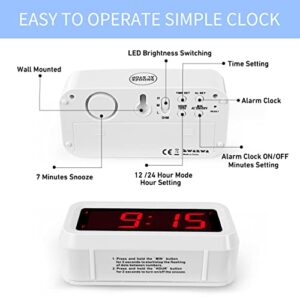 KWANWA Alarm Clock, Digital Clock, Auto Night-Mode, 3-Level Led Brightness, Battery Powered, 12/24Hr, 1.2'' Red Digits Display, Simple Alarm Clock for Kids Seniors Adults Girls Boys, Easy to Set