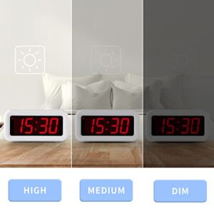 KWANWA Alarm Clock, Digital Clock, Auto Night-Mode, 3-Level Led Brightness, Battery Powered, 12/24Hr, 1.2'' Red Digits Display, Simple Alarm Clock for Kids Seniors Adults Girls Boys, Easy to Set