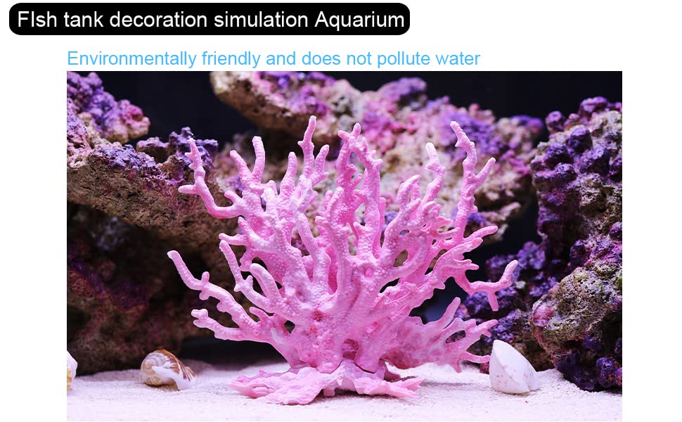 Mallofusa Artificial Aquarium Plant Ornament Decor Plastic Coral Reef Fish Tank Decoration Pink