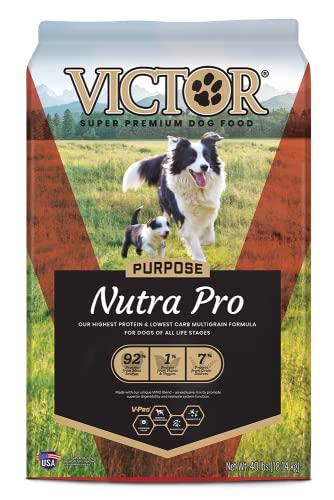 Victor Super Premium Dog Food – Purpose - Nutra Pro – Gluten Free, High Protein Low Carb Dry Dog Food for Active Dogs of All Ages – Ideal for Sporting Dogs, Pregnant or Nursing Dogs & Puppies, 40lbs