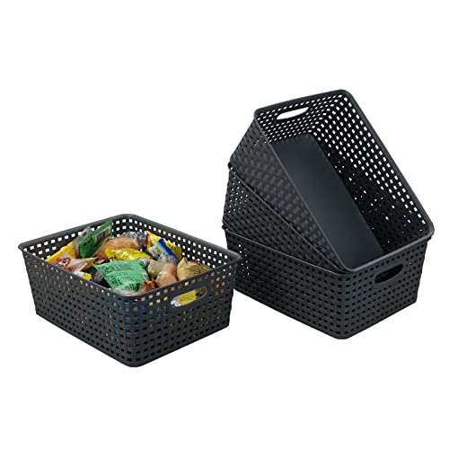 Kekow 4-Pack Gray Plastic Storage Basket