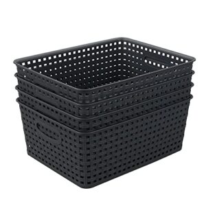 Kekow 4-Pack Gray Plastic Storage Basket