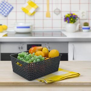 Kekow 4-Pack Gray Plastic Storage Basket