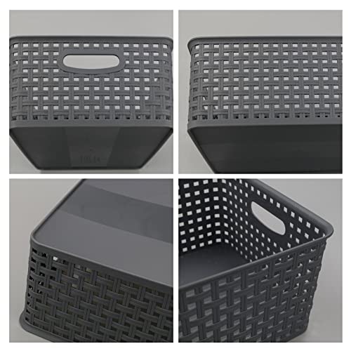 Kekow 4-Pack Gray Plastic Storage Basket