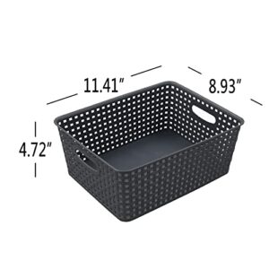 Kekow 4-Pack Gray Plastic Storage Basket