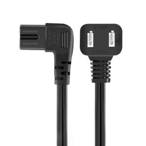 CableCreation 6 Feet 18 AWG Angled 2-Slot Non-Polarized Angle Power Cord (IEC320 C7 to Nema 1-15P), 1.8M / Black