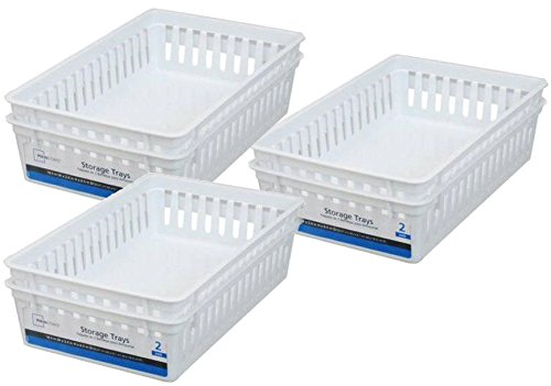 Basic White Storage Trays (6, Rectangle) by Mainstay