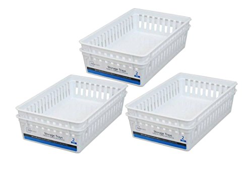 Basic White Storage Trays (6, Rectangle) by Mainstay