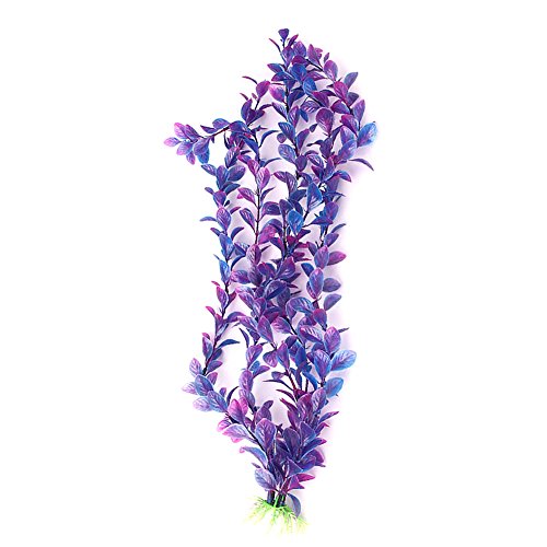 Mallofusa Artificial Aquarium Plants Decoration Plastic Water Ornament for Fish Tank Decor, 16Inch, Purple