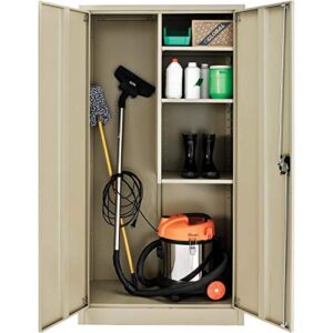 Global Industrial Assembled Janitorial Cabinet, 36x18x72, Tan