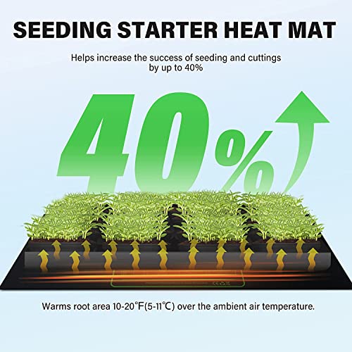 iPower GLHTMTCTRLHTMTL 48" x 20" Warm Hydroponic Seedling Heat Mat and Digital Thermostat Control Combo Set for Plant Germination, Black