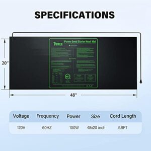 iPower GLHTMTCTRLHTMTL 48" x 20" Warm Hydroponic Seedling Heat Mat and Digital Thermostat Control Combo Set for Plant Germination, Black