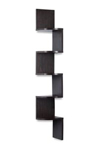 corner shelf - espresso finish corner shelf unit - 5 tier corner shelves can be used for corner bookshelf or any decor - by sagler