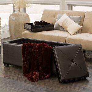 Christopher Knight Home Maxwell Bonded Leather Double Tray Ottoman, Brown