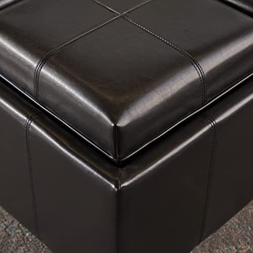 Christopher Knight Home Maxwell Bonded Leather Double Tray Ottoman, Brown