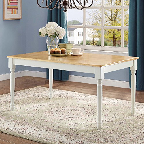 Better Homes and Gardens Autumn Lane Farmhouse Dining Table, White and Natural by Better Homes & Gardens