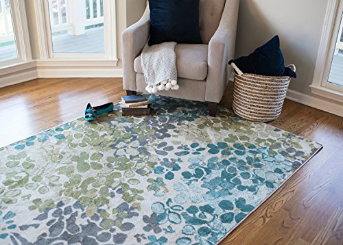 Mohawk Home Aurora Radiance Aqua Abstract Floral Area Rug, 7'6"x10', Blue/Green