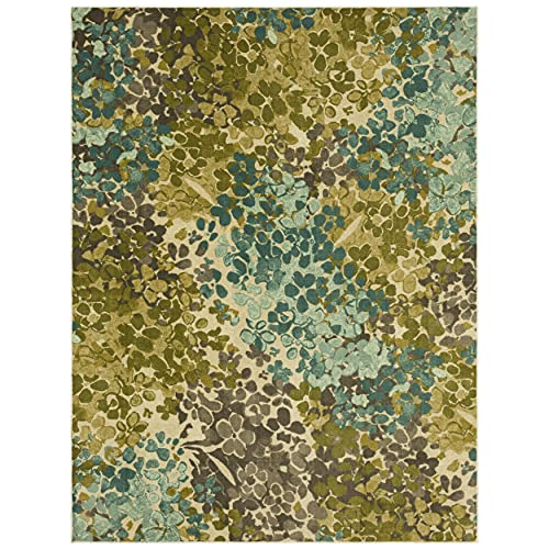 Mohawk Home Aurora Radiance Aqua Abstract Floral Area Rug, 7'6"x10', Blue/Green