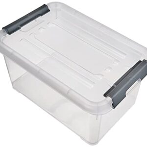 Curver Storage Box Handy Plus with lid 6L in Transparent/Silver, 29.5 x 19.5 x 14 cm