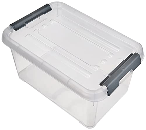 Curver Storage Box Handy Plus with lid 6L in Transparent/Silver, 29.5 x 19.5 x 14 cm