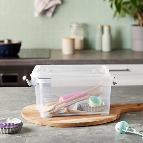 Curver Storage Box Handy Plus with lid 6L in Transparent/Silver, 29.5 x 19.5 x 14 cm