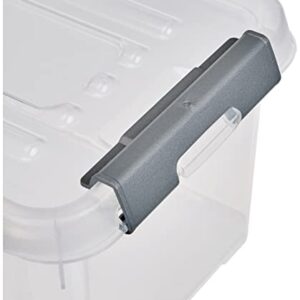 Curver Storage Box Handy Plus with lid 6L in Transparent/Silver, 29.5 x 19.5 x 14 cm