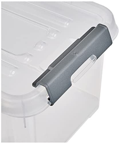 Curver Storage Box Handy Plus with lid 6L in Transparent/Silver, 29.5 x 19.5 x 14 cm