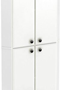 South Shore 4-Door Corner Armoire for Small Space with Adjustable Shelves, Pure White