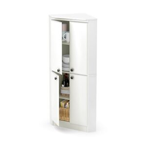 South Shore 4-Door Corner Armoire for Small Space with Adjustable Shelves, Pure White