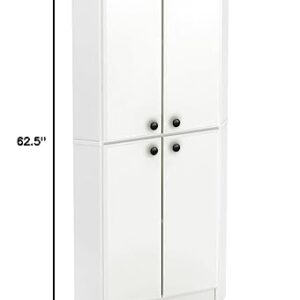 South Shore 4-Door Corner Armoire for Small Space with Adjustable Shelves, Pure White