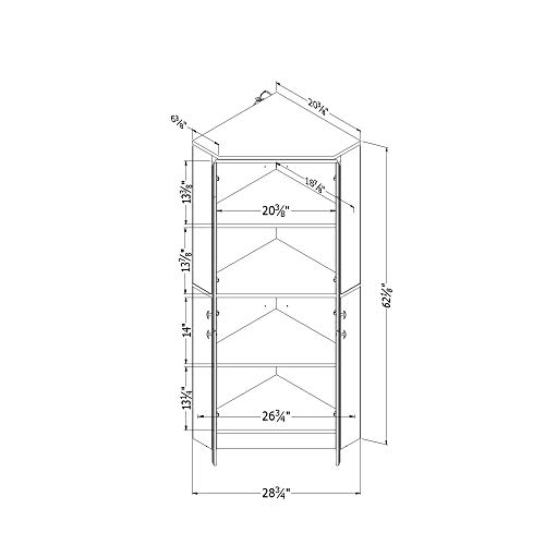 South Shore 4-Door Corner Armoire for Small Space with Adjustable Shelves, Pure White