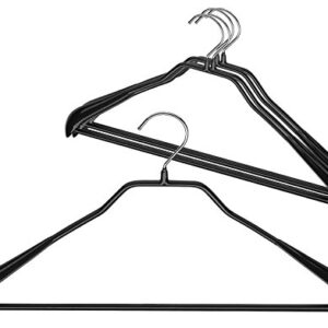 Mawa by Reston Lloyd BodyForm Series Non-Slip Space-Saving Clothes Hanger with Bar for Pants, 16-1/2", Style 42/LS, Set of 5, Black