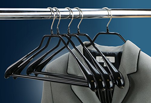 Mawa by Reston Lloyd BodyForm Series Non-Slip Space-Saving Clothes Hanger with Bar for Pants, 16-1/2", Style 42/LS, Set of 5, Black