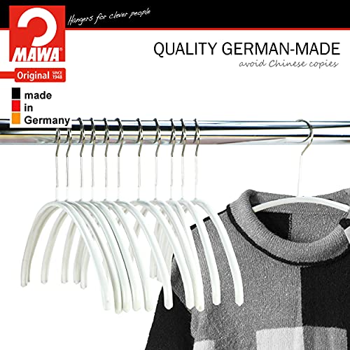 MAWA Euro Series Non-Slip Space Saving Clothes Hanger, Set of 10, White Style 40/P, Pack of 10, 10 Count (14138)