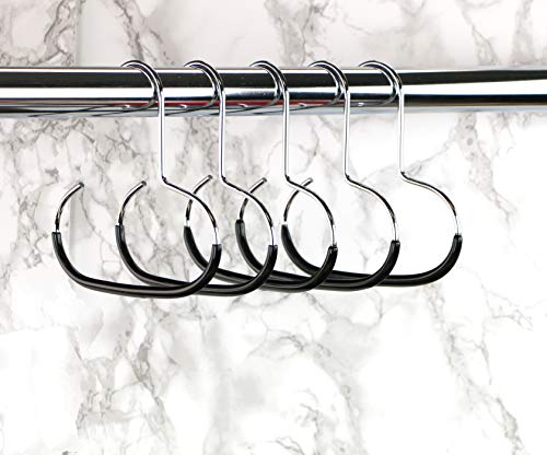 Mawa by Reston Lloyd Accessory Non-Slip Space-Saving Clothes Hanger Hook for Scarves, Style G1, Set of 5, Black