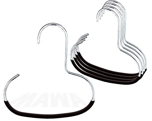 Mawa by Reston Lloyd Accessory Non-Slip Space-Saving Clothes Hanger Hook for Scarves, Style G1, Set of 5, Black