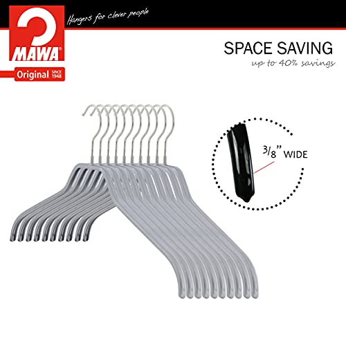 MAWA Reston Lloyd Silhouette Series Non-Slip Space Saving Clothes Hanger for Shirts and Dresses, Style 41/F, Set of 10, Silver, Pack of 10, 10 Piece (12148)