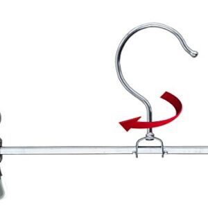 Mawa by Reston Lloyd Non-Slip Space-Saving Clothes Hanger For Pants & Skirts with Two Clips, Style K/40D, Set of 10, 15 3/4"L, Silver