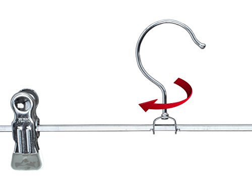 Mawa by Reston Lloyd Non-Slip Space-Saving Clothes Hanger For Pants & Skirts with Two Clips, Style K/40D, Set of 10, 15 3/4"L, Silver