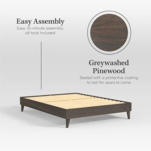 eLuxurySupply Wood Bed Frame | Made with 100% New Zealand Pine | Solid Mattress Platform Foundation Pressed Pine Slats | Easy Assembly | Califonia King - Grey Barn Wood