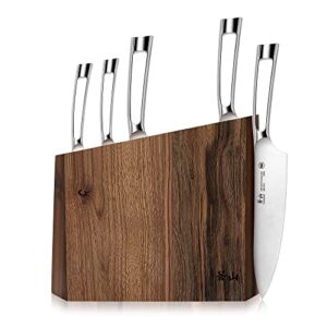 cangshan n1 series 6-piece german steel forged knife block set, walnut block