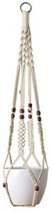 mkono macrame plant hanger indoor outdoor hanging planter basket cotton rope with beads 35 inch